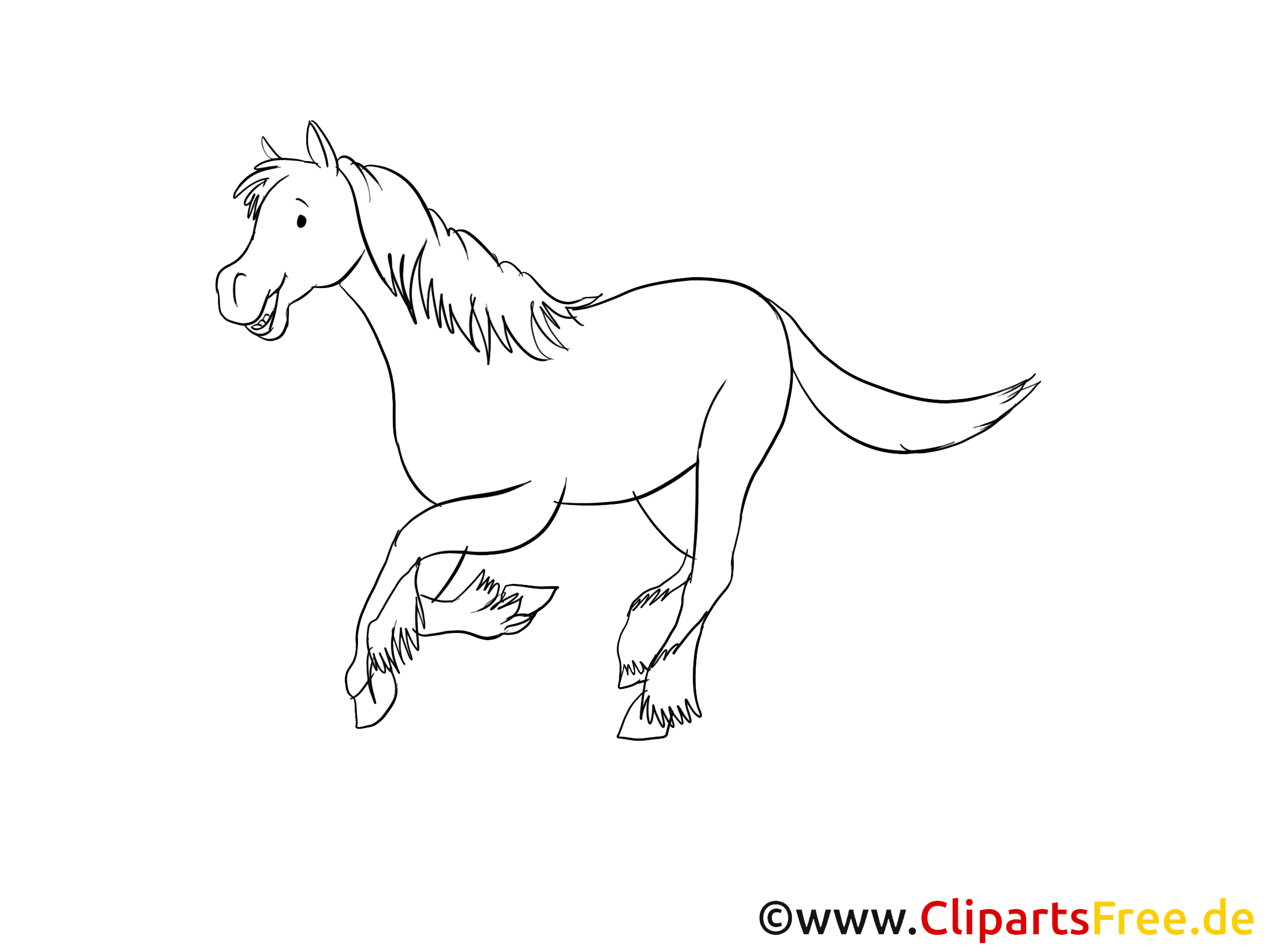 Illustration gratuite à colorier cheval clipart - Chevaux dessin ...