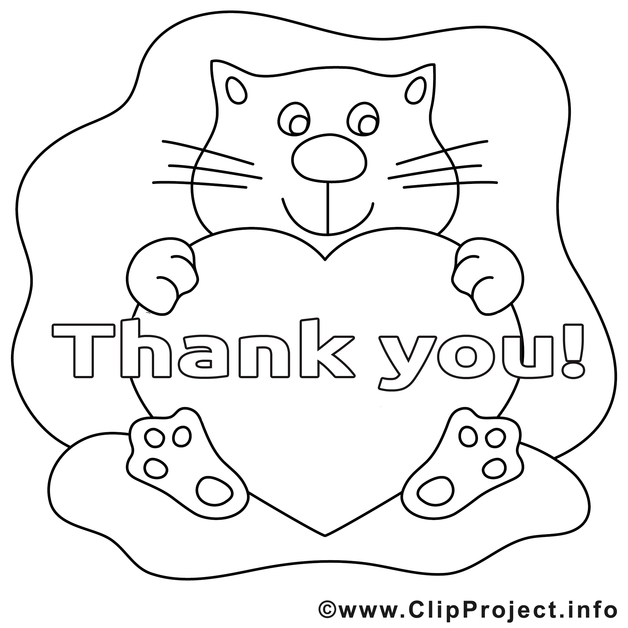 Coloriage chat merci illustration à télécharger - Merci coloriages ...