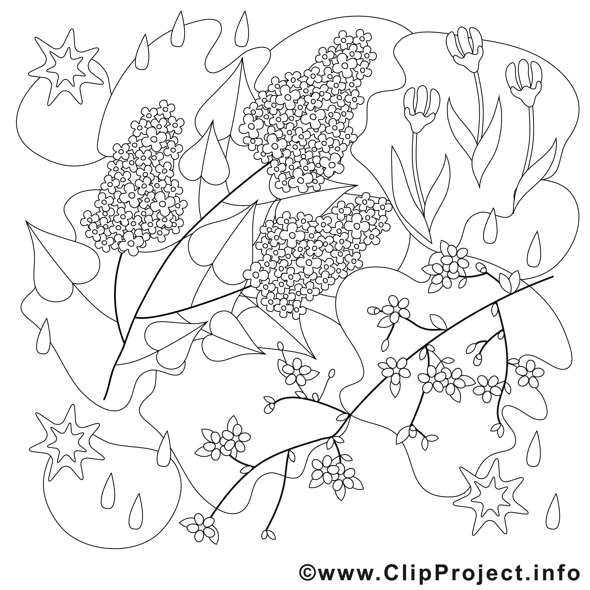 Printemps à colorier illustration à télécharger - Printemps coloriages ...